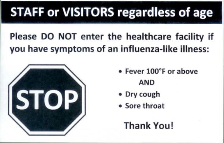 Sample Visitation Restriction Signage - California Hospital Association